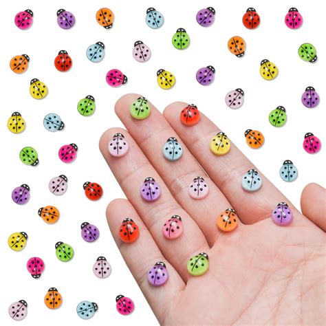 100 Pieces Colorful Mini Ladybug Decor For Crafts Dollhouse