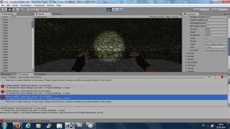 input axis mouse x and y is not setup and jumping button is not setup
