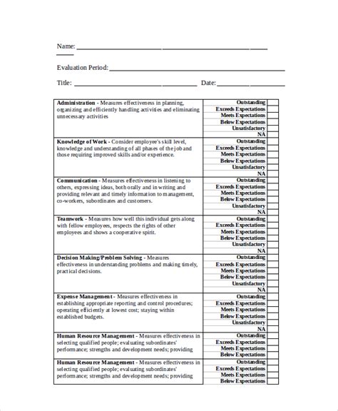 Free 13 Sample Hr Evaluation Forms In Pdf Ms Word