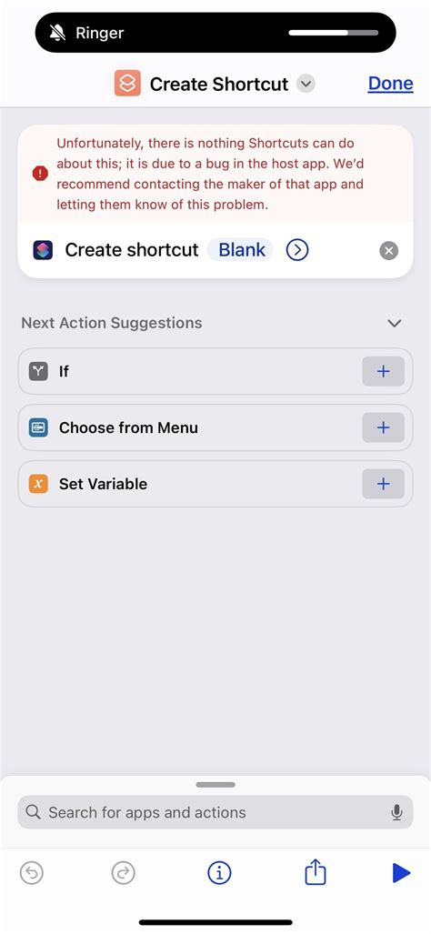 invalid action metadata r shortcuts