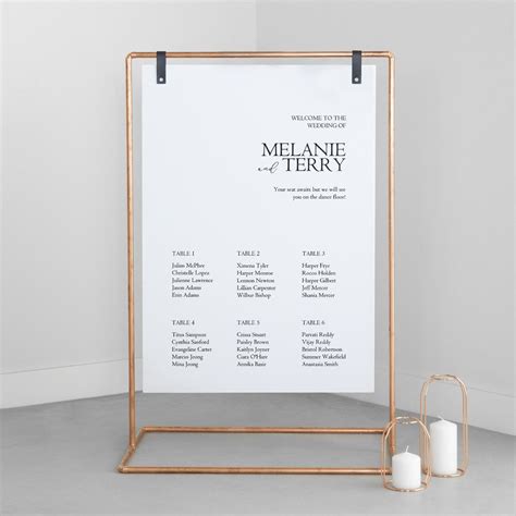 Wedding Vertical Seating Chart Sign Us And Eu Sizes Seating Chart