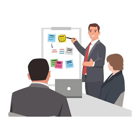 Young Man Doing Presentation Group Of Business Workers Smiling Happy And Confident In A Meeting