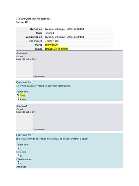 Q2 Quantitative Methods Pdf Statistics Methodology