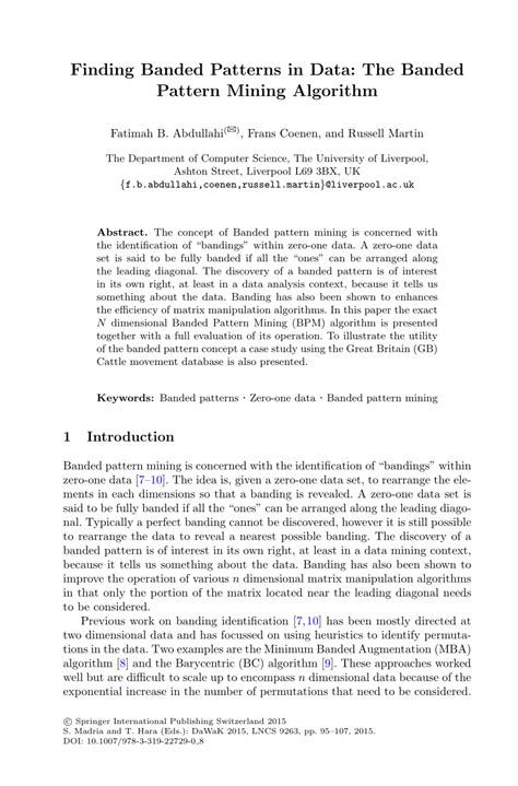 pdf finding banded patterns in data the banded pattern mining algorithm
