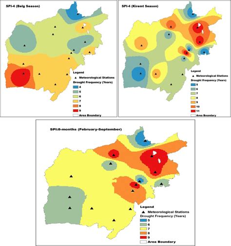 The Spatial Pattern Of Drought Frequency Events Spi ≤ − 10 For Spi