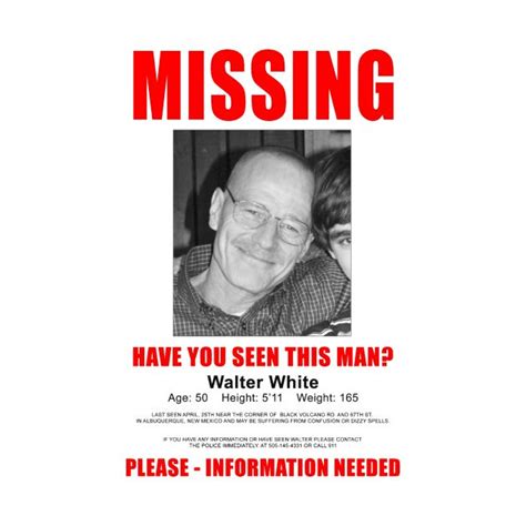 Breaking Bad Missing Sign By Evelynr Klassische Filmplakate Plakat