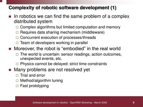 Ppt Software Development In Robotics Frameworks Tools And The