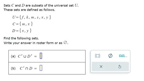 solved sets c and d are subsets of the universal set u
