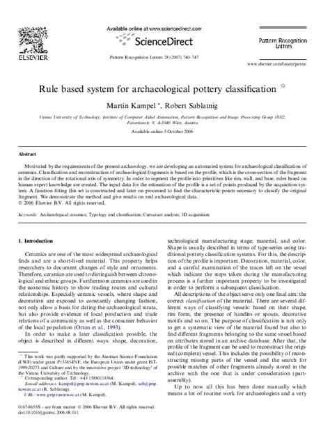 Pdf Rule Based System For Archaeological Pottery Classification
