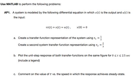 Use Matlab To Perform The Following Problems Ap1 A