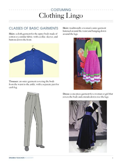 lesson 2 clothing lingo pdf dress textiles