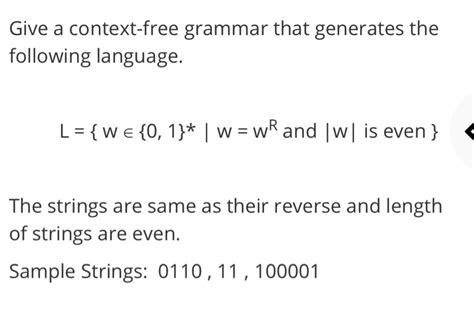 solved give a context free grammar that generates the