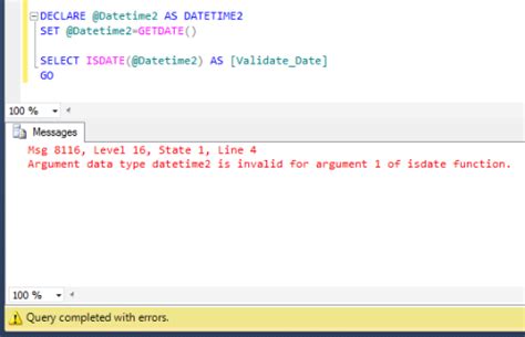 SQL SERVER – How to use ISDATE with datetime2 datatype | SQL Server Portal