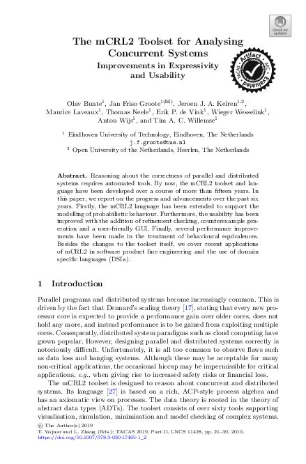 Pdf The Mcrl2 Toolset For Analysing Concurrent Systems