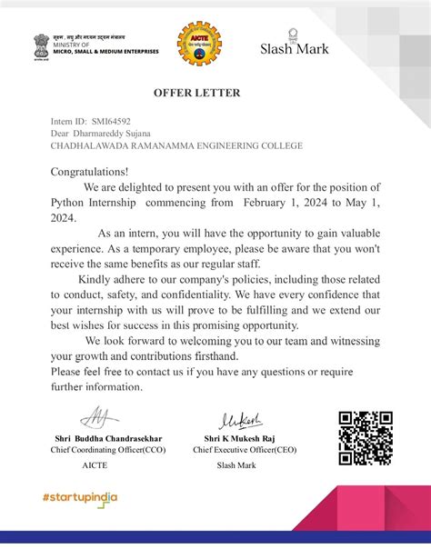 Im Glad To Share That I Am Selected As Python Programming Internship Sujji Reddy