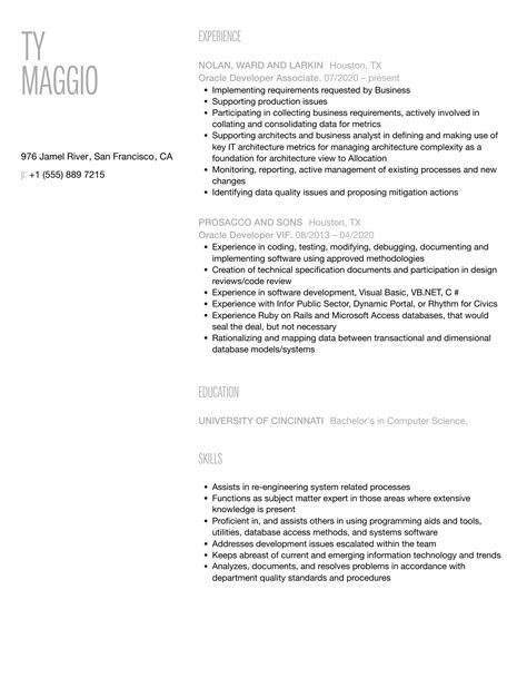 Oracle Developer Resume Samples Velvet Jobs