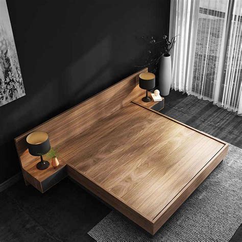 Japanese Tatami Floor Bed Modern King Queen Size Platform Solid Wooden