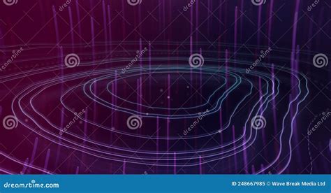 Image Of Light Trails Over Moving Shapes Stock Illustration