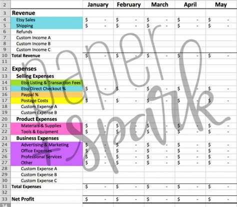 Etsy Spreadsheet Db Excel