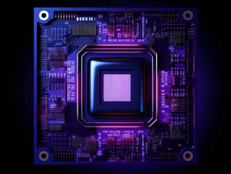 Premium Ai Image Central Computer Processor With Neon Lights Integrated Microchip Circuit