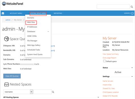 how to create website in websitepanel database mart