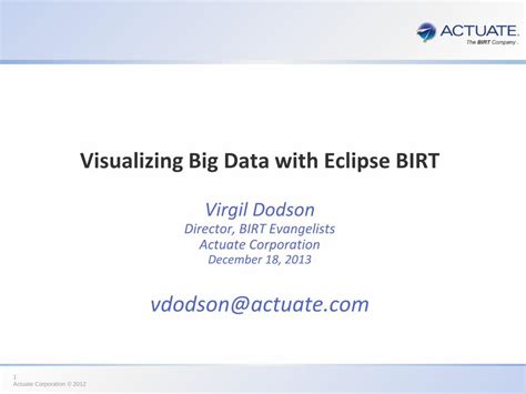Pdf Visualizing Big Data With Eclipse Birt · Open And Standards Based