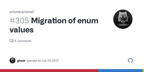 Migration Of Enum Values · Issue 305 · Prismaprisma1 · Github