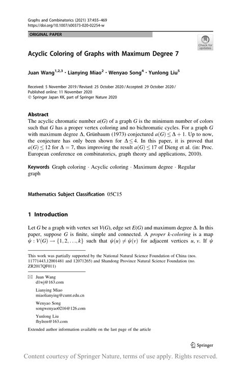 acyclic coloring of graphs with maximum degree 7 request pdf