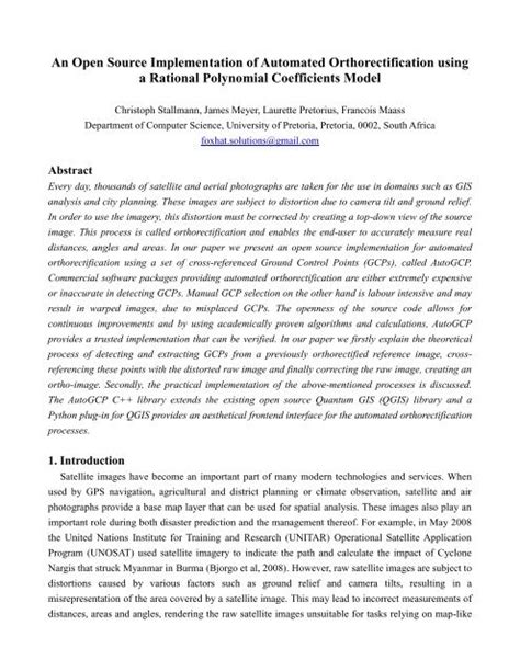 An Open Source Implementation Of Automated Orthorectification