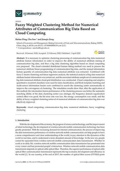 Pdf Fuzzy Weighted Clustering Method For Numerical Attributes Of