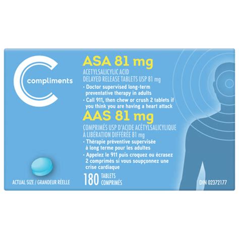 Compliments Asa 81 Mg Tablets 180 Count Voilà Online Groceries And Offers