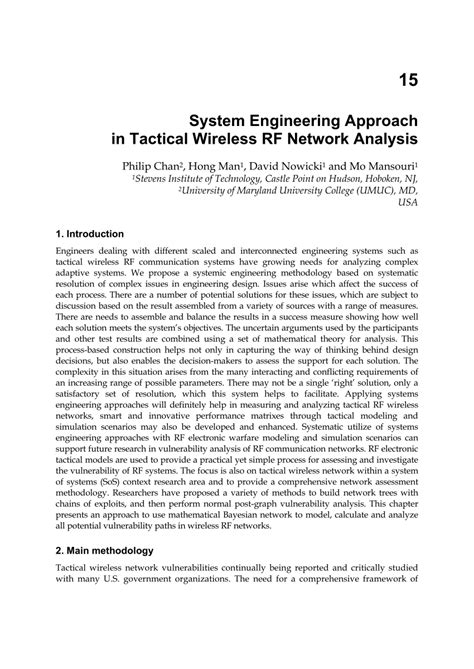 PDF System Engineering Approach In Tactical Wireless RF Network Analysis