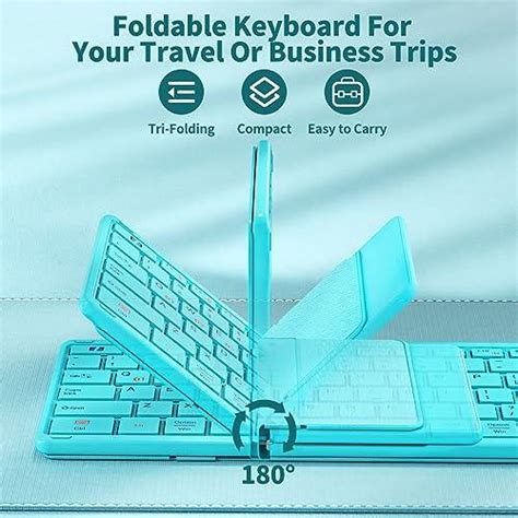 Seenda Folding Keyboard With Number Pad Portable Foldable Bluetooth Keyboard For Travel Full