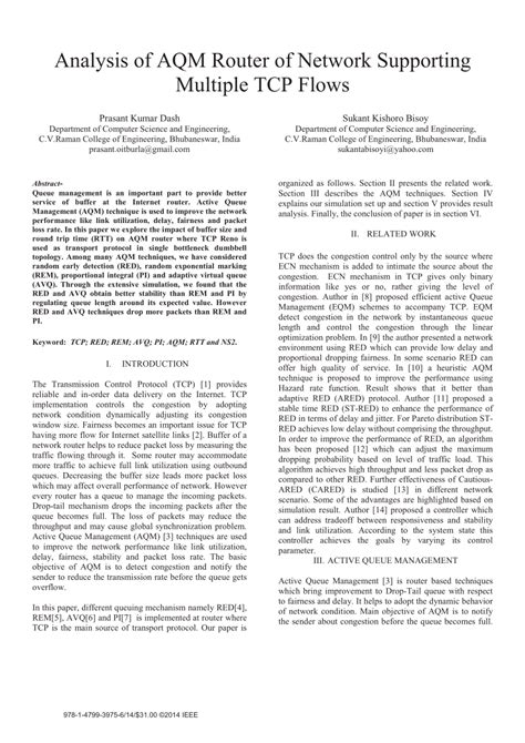 Pdf Analysis Of Aqm Router Of Network Supporting Multiple Tcp Flows