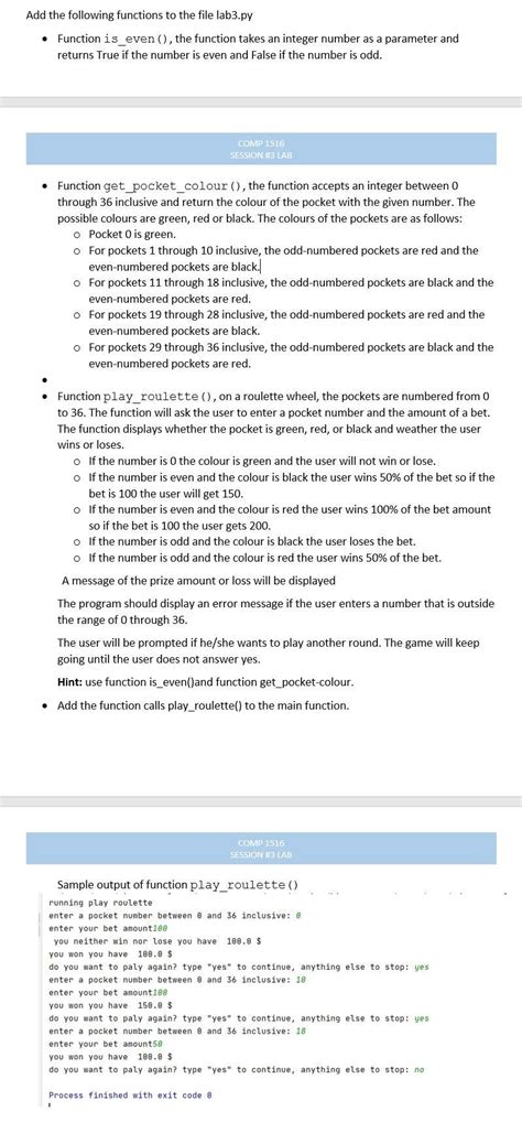 solved add the following functions to the file lab3 py