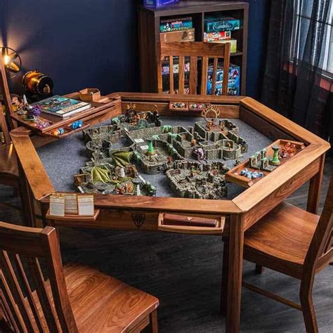 A Wooden Table Topped With Lots Of Toys And Games On Top Of Its Sides