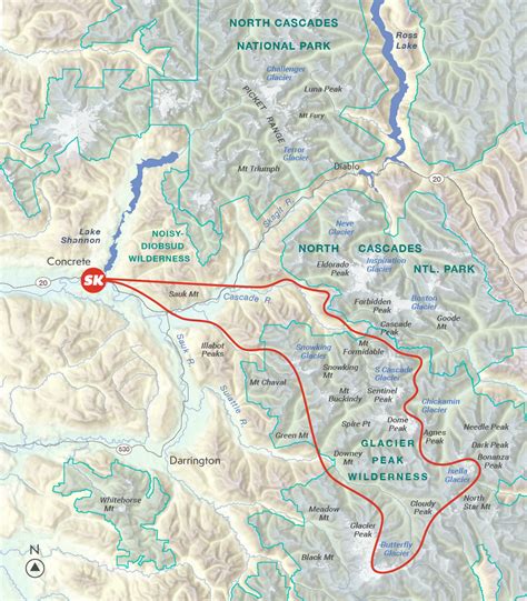 Large Detailed Tourist Map Of North Cascades