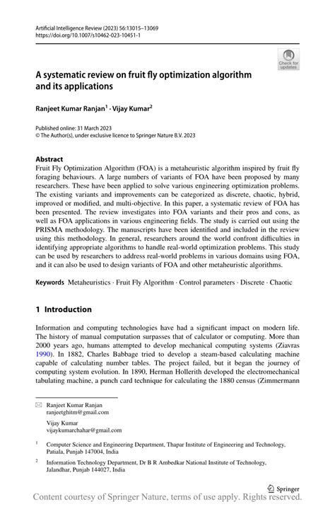 A Systematic Review On Fruit Fly Optimization Algorithm And Its