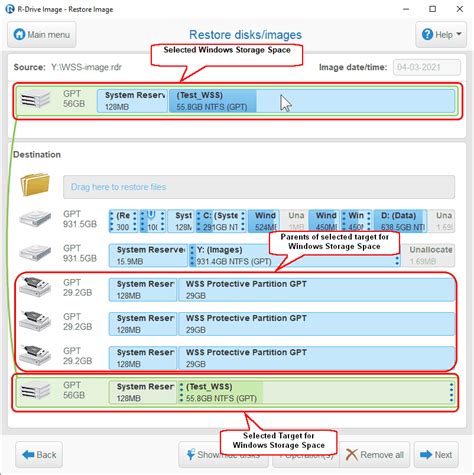 r drive image help windows storage spaces