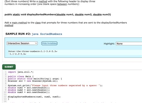 Solved Sort Three Numbers Write A Method With The