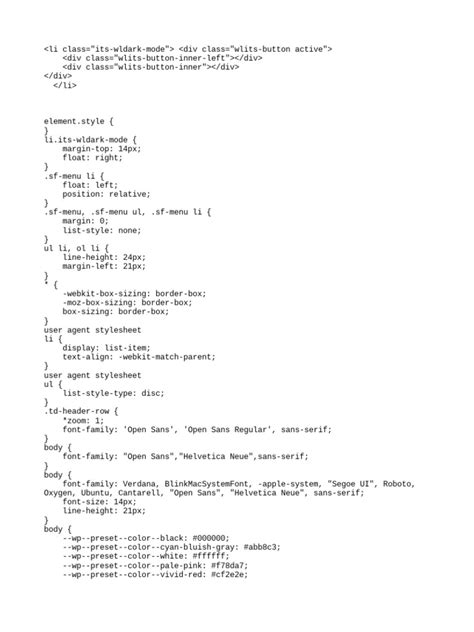 Stylesheet Analyis Styling Elements For Dark Mode Toggle Button Pdf Design Communication