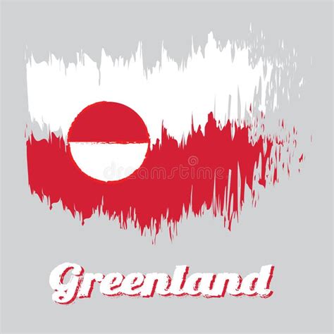 Brush Style Color Flag Of Greenland White And Red Color With A