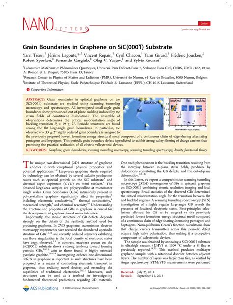 Pdf Grain Boundaries In Graphene On Sic 0001̅ Substrate Dokumen Tips