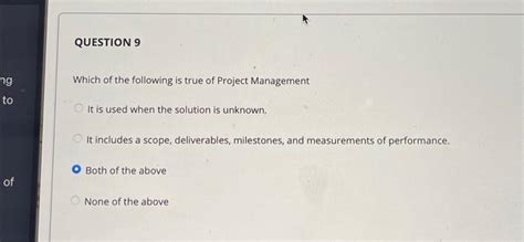 Solved Which Of The Following Is True Of Project Management Chegg