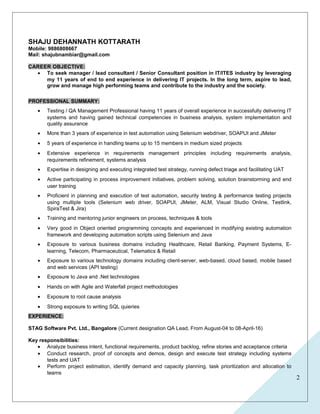 Shaju Dehannath Kottarath Resume PDF