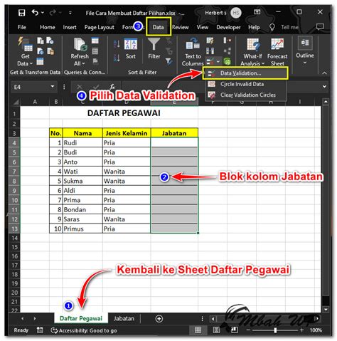 Cara Membuat Daftar Pilihan Di Excel
