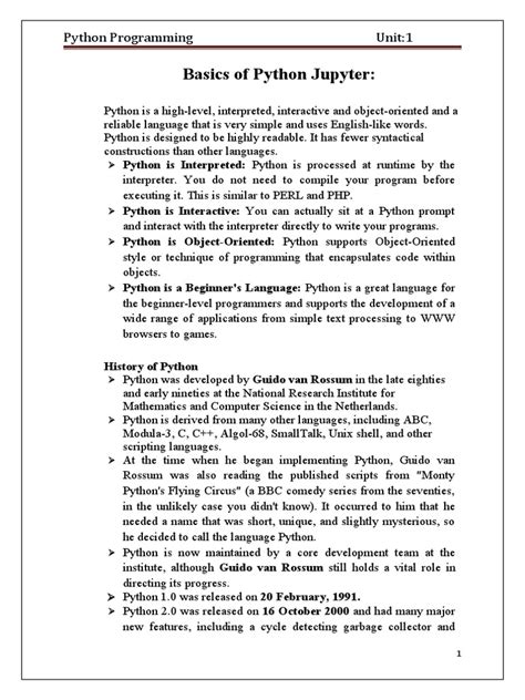 Pp Unit 1 Notes Pdf Python Programming Language Variable