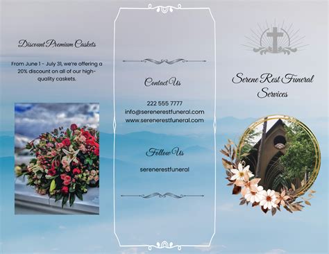 Free Classic Funeral Memorial Tri Fold Brochure Template To Edit Online
