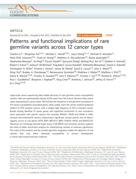 pdf patterns and functional implications of rare germline variants