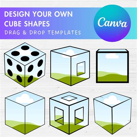 Design Your Own Cube Canva Frames D Cube Canva Template Geometric Canva Frames Square